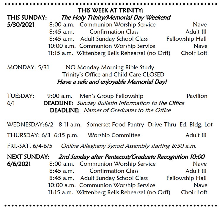 Upcoming Events - Trinity Evangelical Lutheran Church